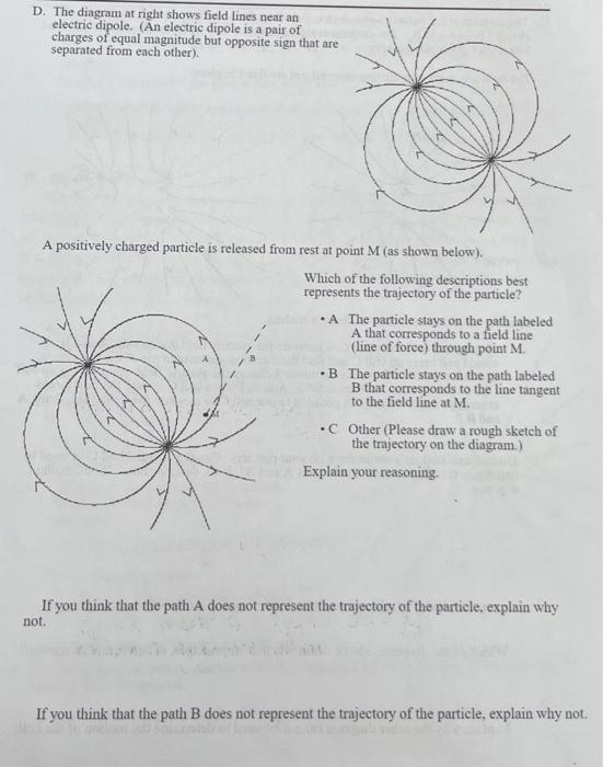 Solved D. The diagram at right shows field lines near an | Chegg.com