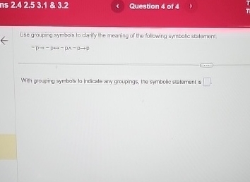 Solved ns 2.42.53.1&3.2Question 4 ﻿of 4Use grouping symbols | Chegg.com