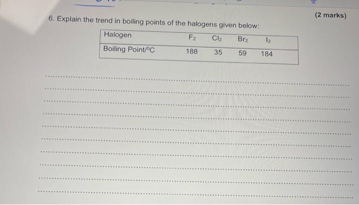 6. Explain the trend in boiling points of the | Chegg.com