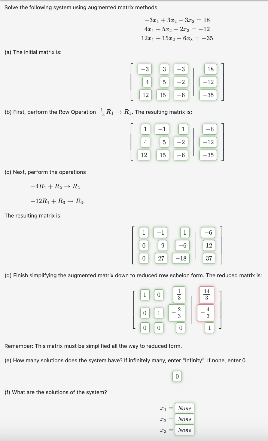 Solved Solve the following system using augmented matrix | Chegg.com