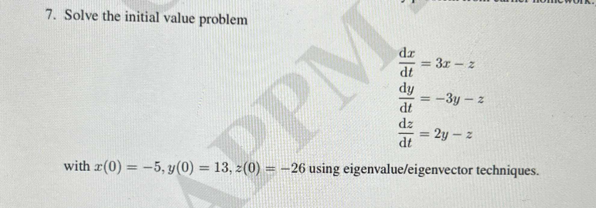 Solved Solve the initial value | Chegg.com
