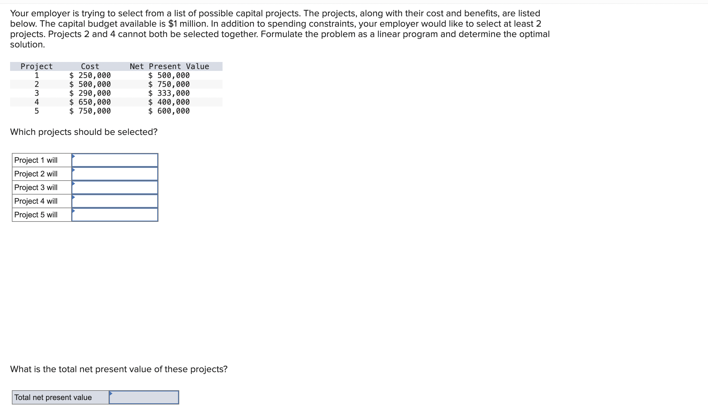 Solved Your employer is trying to select from a list of | Chegg.com