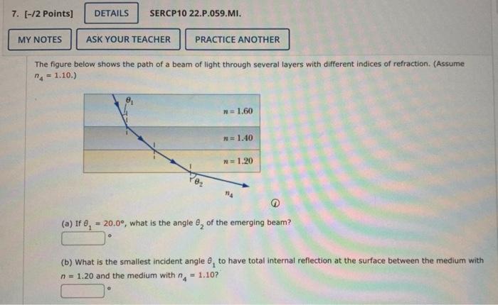 Solved The figure below shows the path of a beam of light | Chegg.com