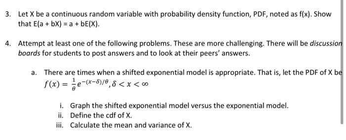 Solved 3. Let x be a continuous random variable with | Chegg.com