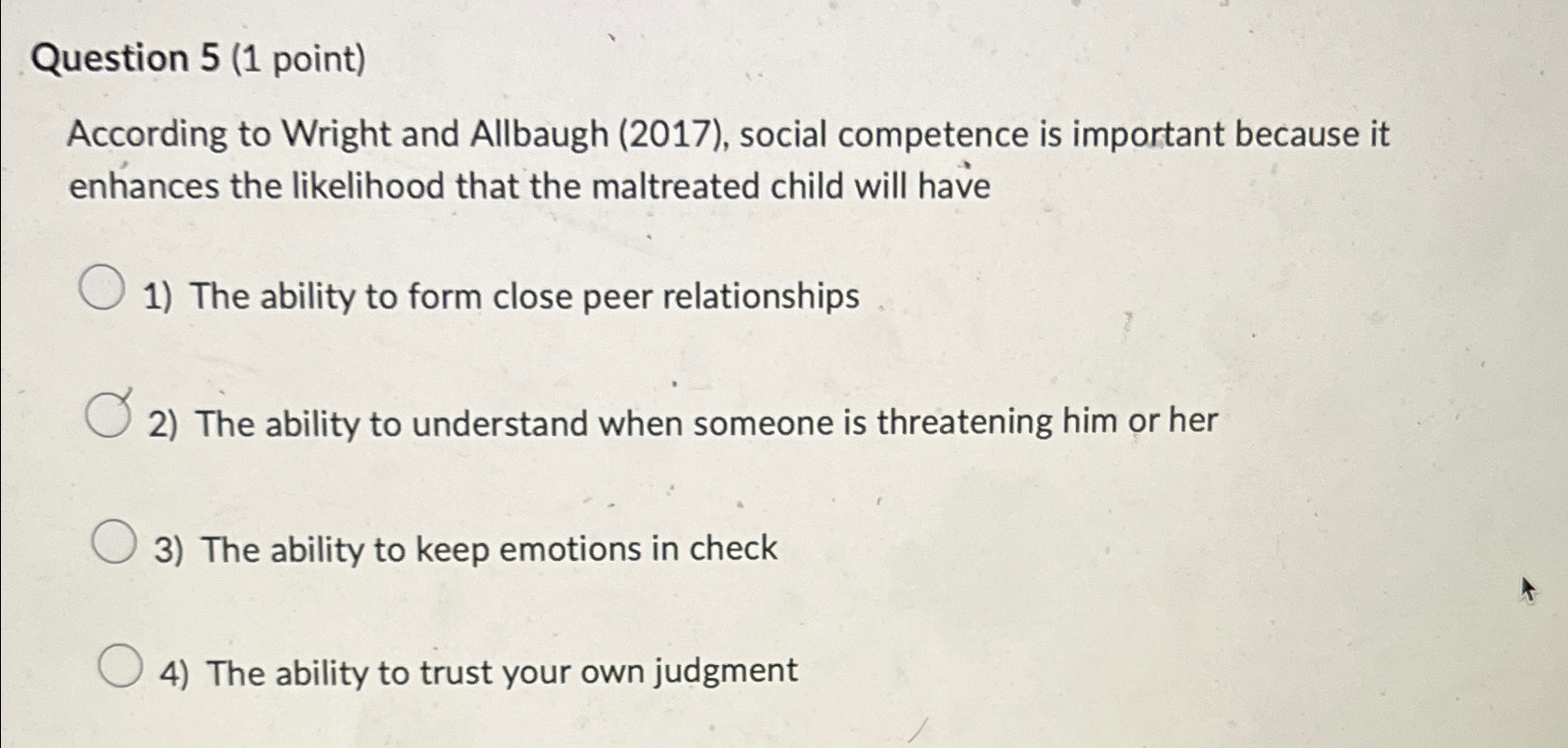 Solved Question 5 (1 ﻿point)According to Wright and Allbaugh | Chegg.com