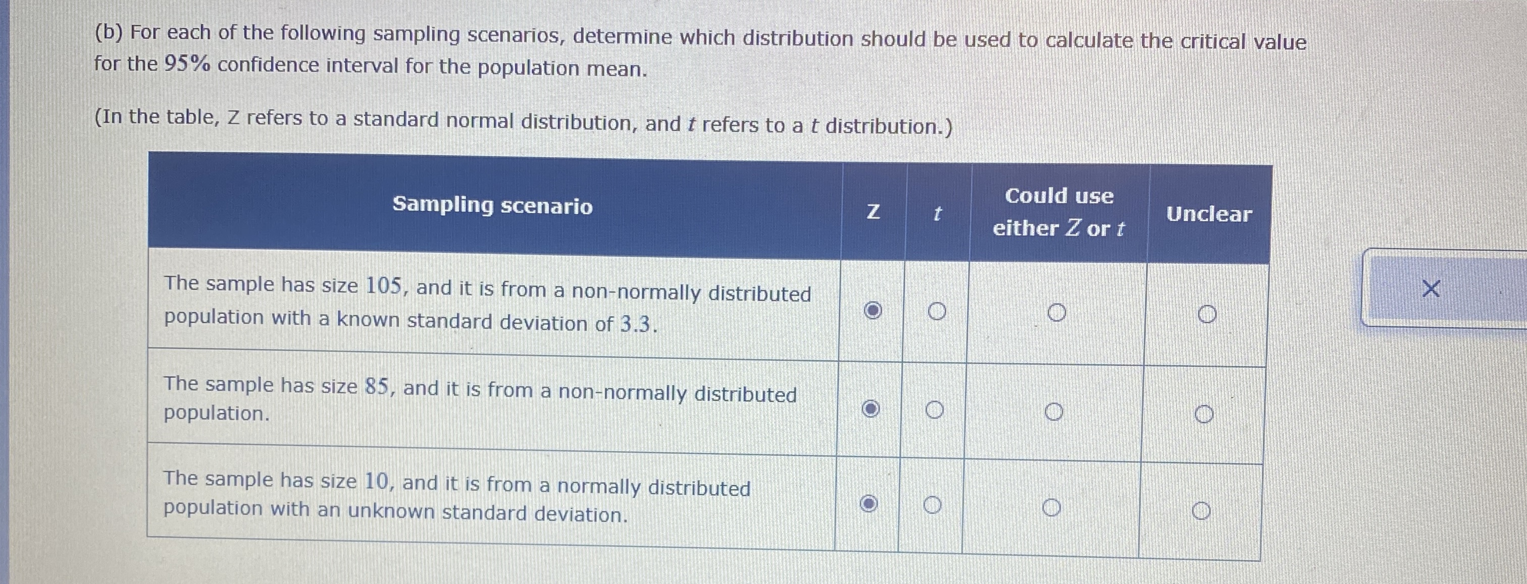 Solved (b) ﻿For each of the following sampling scenarios, | Chegg.com