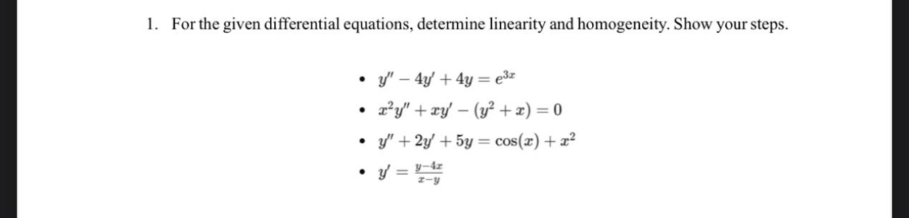 Solved Steps for For the given differential equations, | Chegg.com