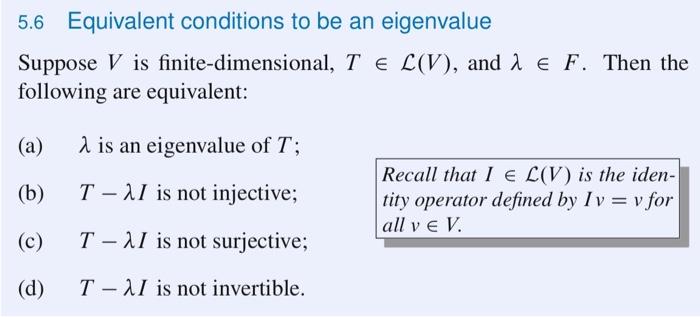Solved A linear operator T is not invertible if and only if | Chegg.com