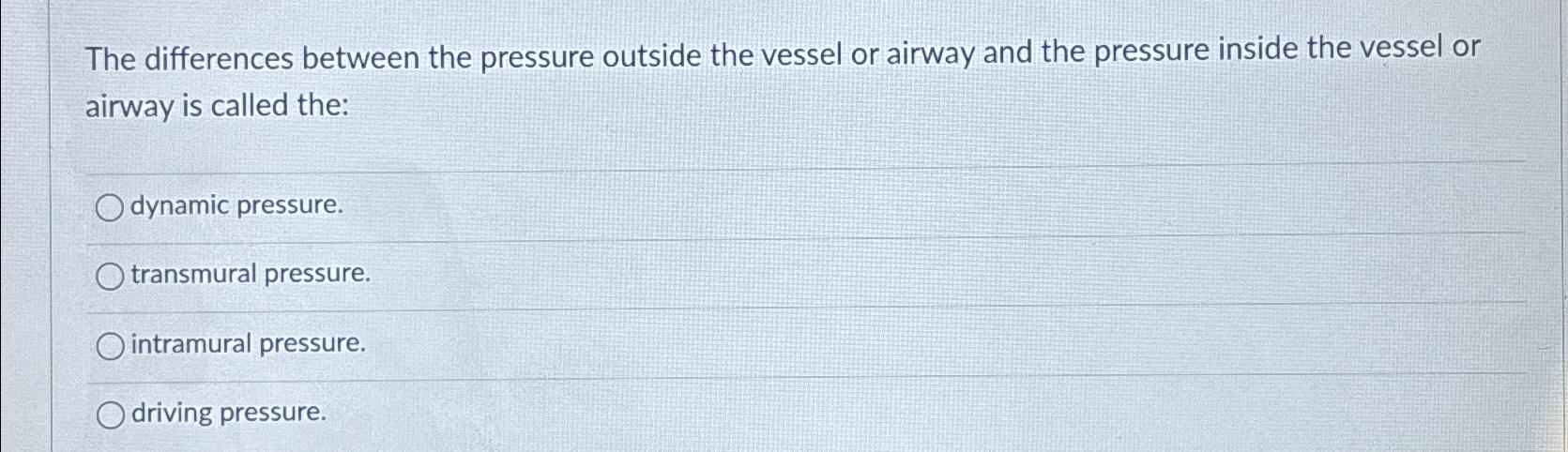 Solved The differences between the pressure outside the | Chegg.com