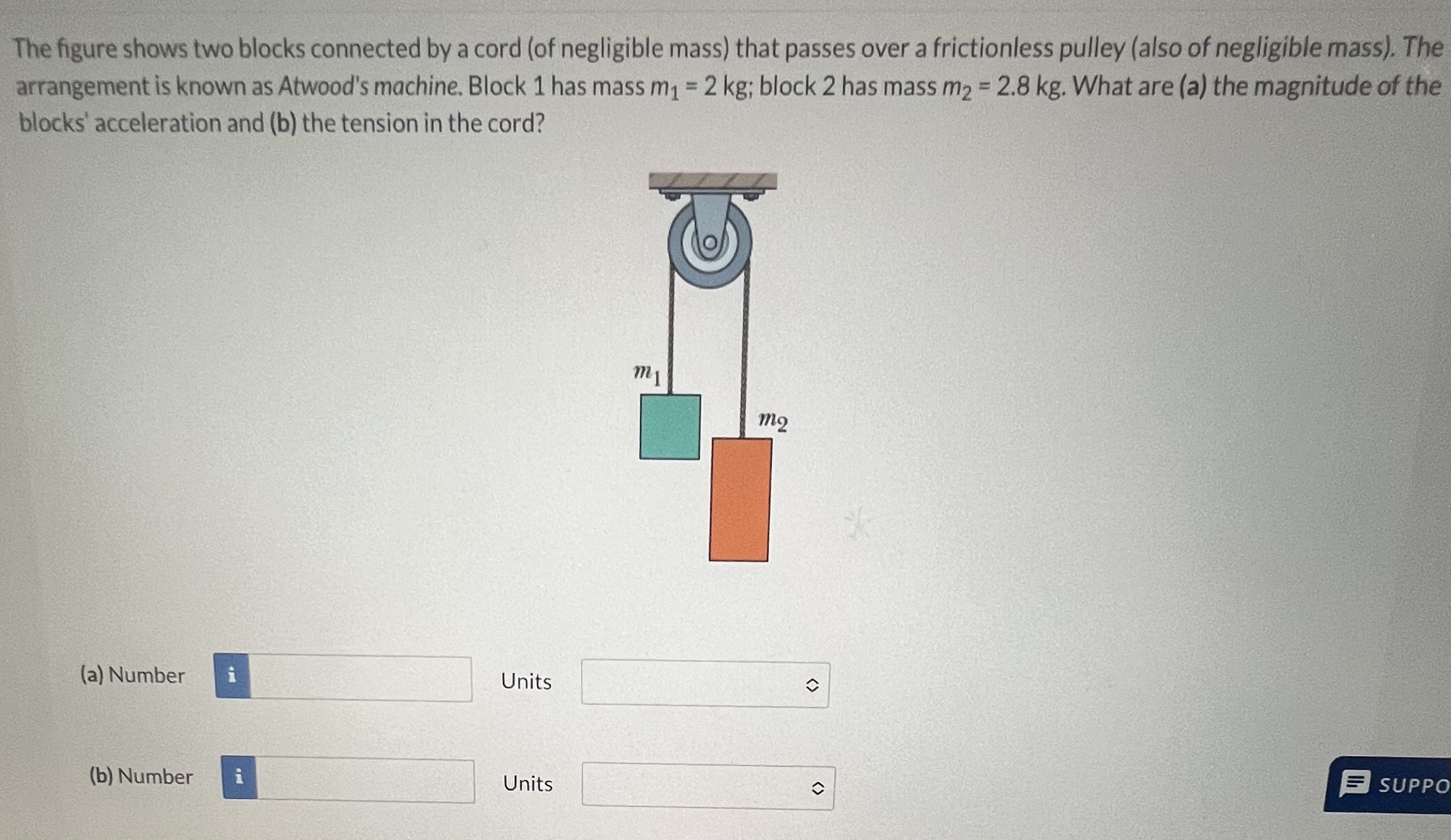Solved The figure shows two blocks connected by a cord (of | Chegg.com