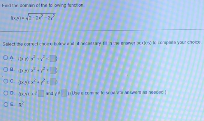 Solved Find the domain of the following function. | Chegg.com