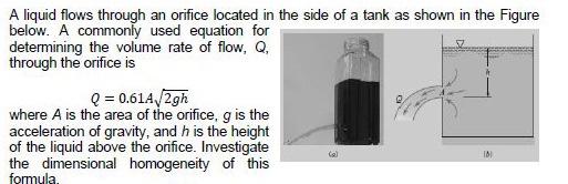 Solved A liquid flows through an orifice located in the side | Chegg.com