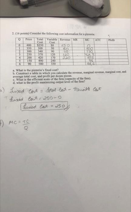 Solved 2. ( 16 points) Consider the following cost | Chegg.com