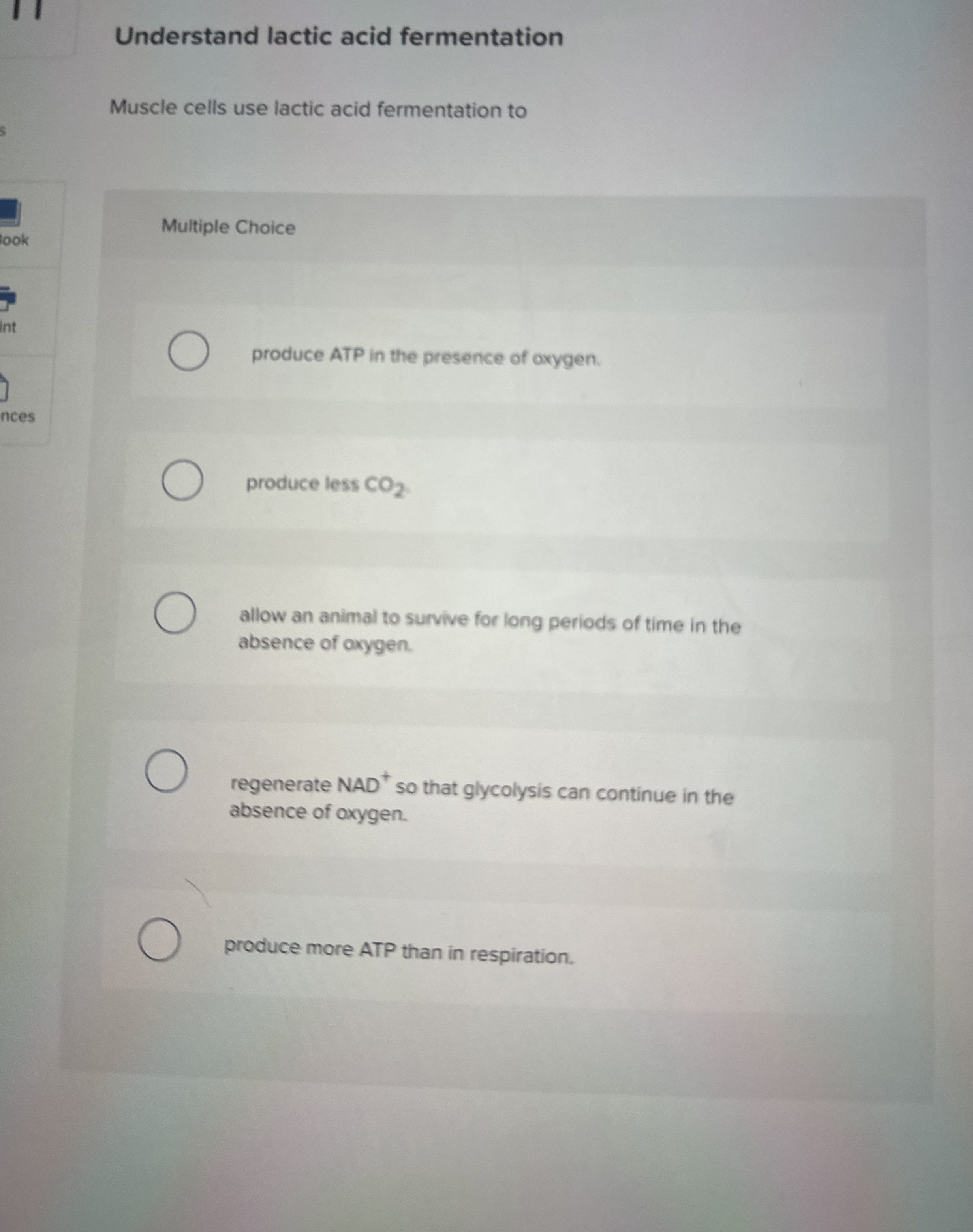 Solved Understand lactic acid fermentationMuscle cells use | Chegg.com