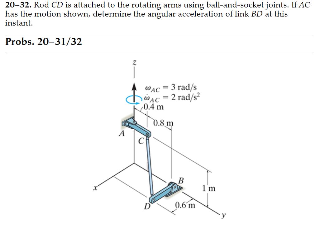 Solved 20-32. ﻿RodCD is attached to the rotating arms using | Chegg.com