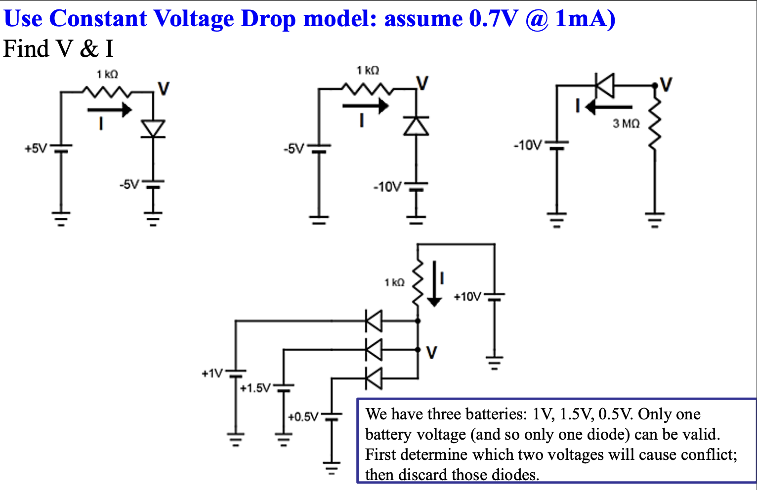 Solved Use Constant Voltage Drop model: assume 0.7V@1mA)Find | Chegg.com