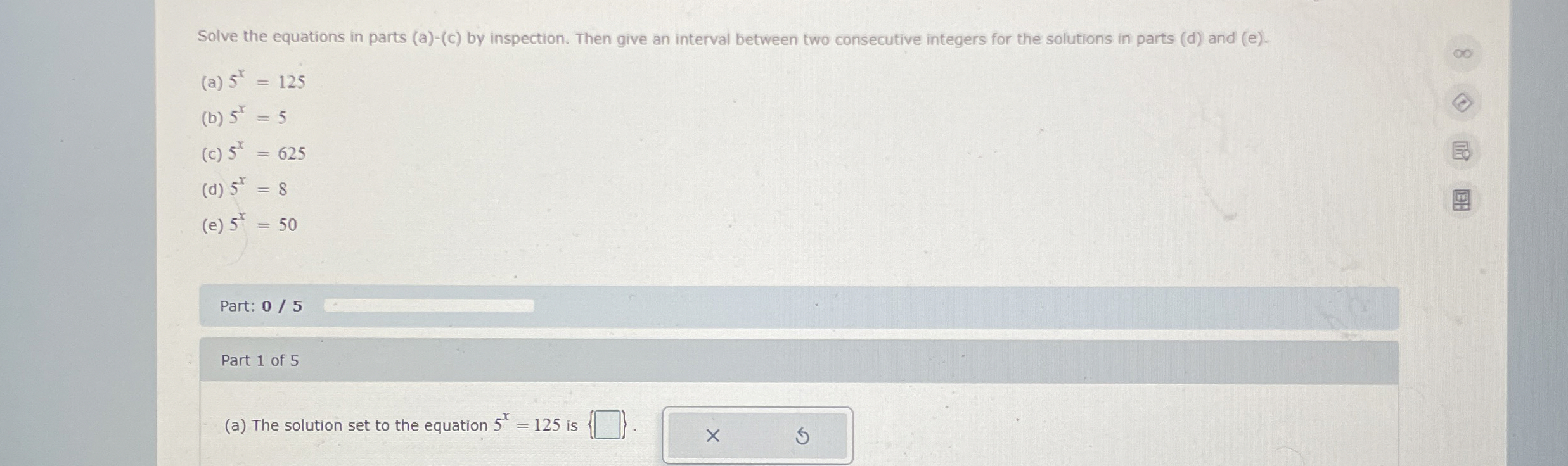 Solve the equations in parts (a)-(c) ﻿by inspection. | Chegg.com