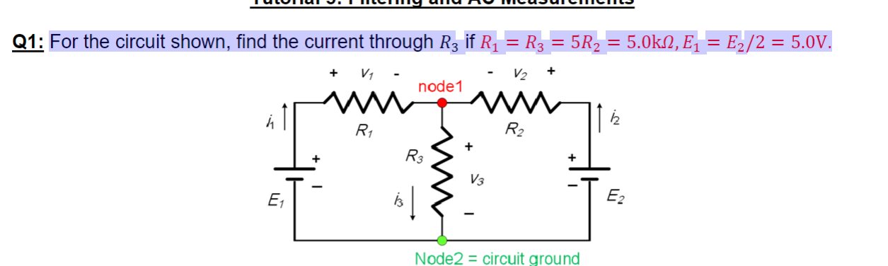 Solved Q1: For the circuit shown, find the current through | Chegg.com
