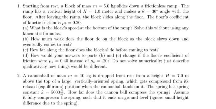 Solved 1. Starting from rest, a block of mass m=5.0 kg | Chegg.com