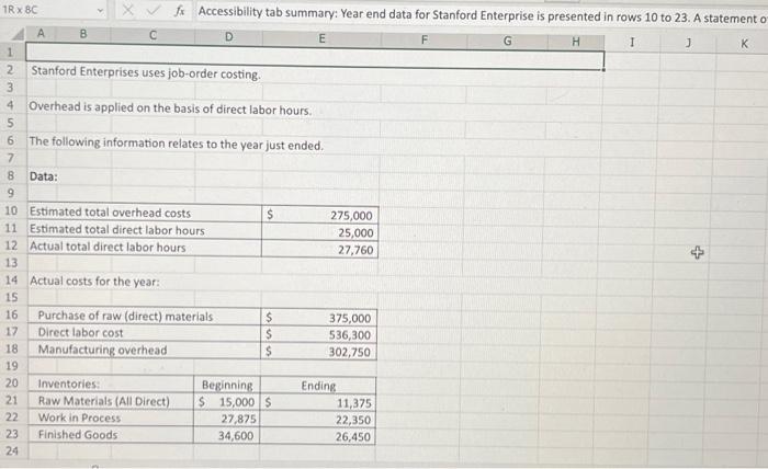 Solved answers in excel formula please! begin each formula | Chegg.com