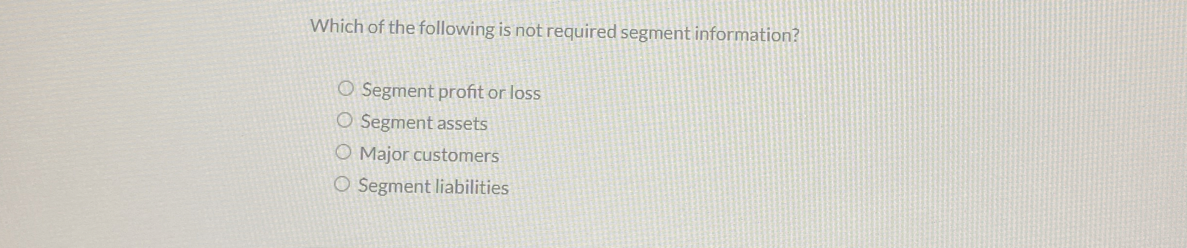 Solved Which of the following is not required segment | Chegg.com