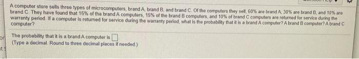 Solved A computer store sells three types of microcomputers, | Chegg.com