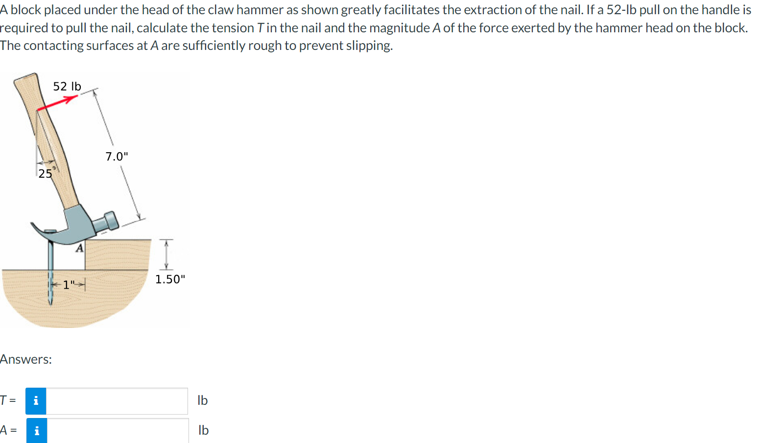 Solved A block placed under the head of the claw hammer as | Chegg.com
