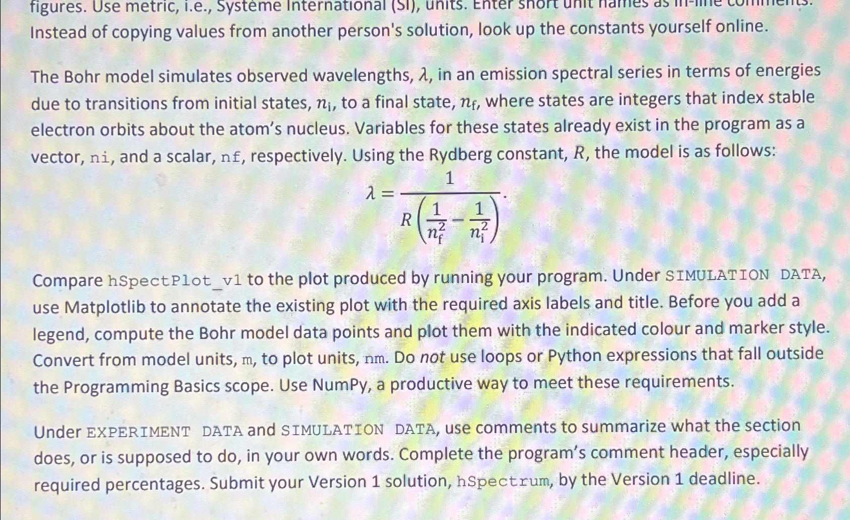 Solved Instead of copying values from another person's | Chegg.com