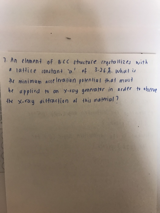 Solved an element of bcc structure crystalize with lattice | Chegg.com