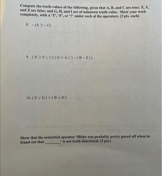 Solved Compute the truth-values of the following, given that | Chegg.com