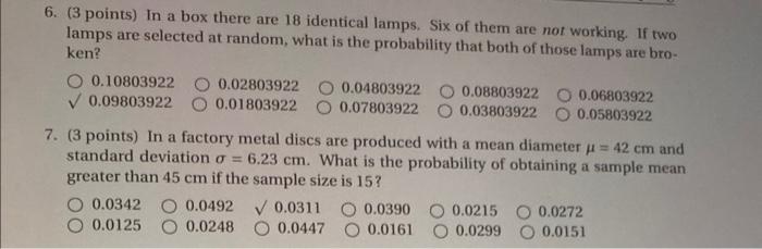 Solved 6. (3 points) In a box there are 18 identical lamps. | Chegg.com