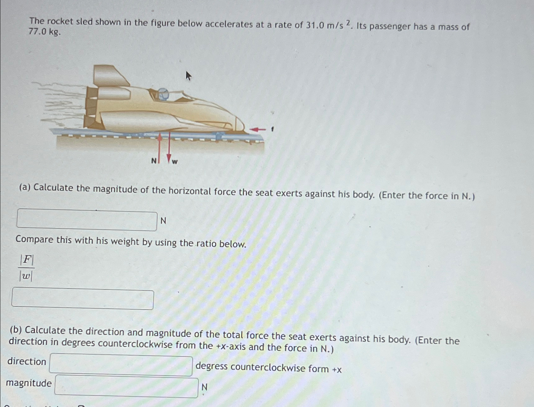 Solved The rocket sled shown in the figure below accelerates | Chegg.com