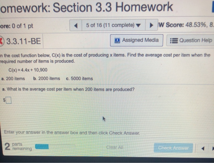 Solved Omework Section 3 3 Homework Ore 0 Of 1 Pt 5 Of 16