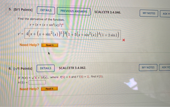 Solved 5. [0/1 Points] DETAILS PREVIOUS ANSWERS SCALCET8 | Chegg.com