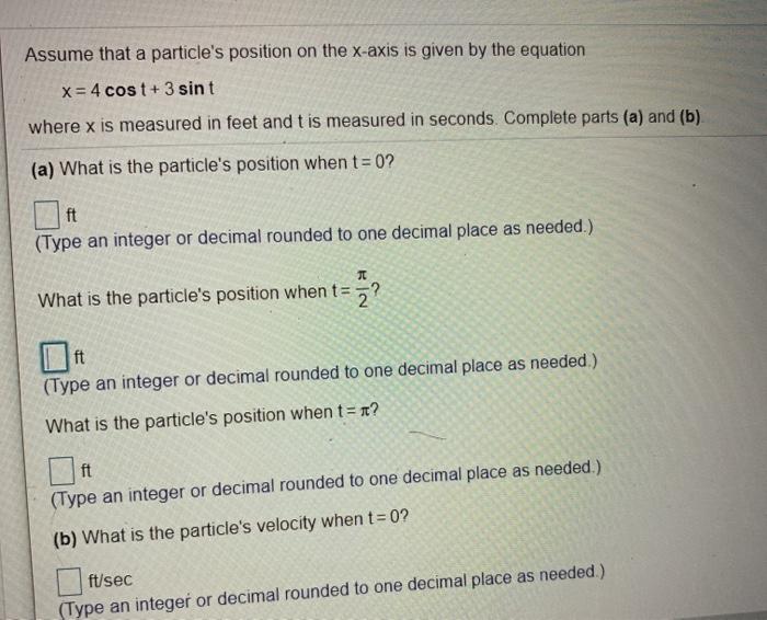 Solved Assume that a particle's position on the x-axis is | Chegg.com