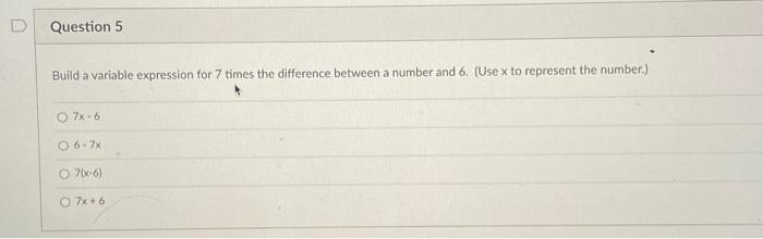 Solved Build a variable expression for a number increased by | Chegg.com
