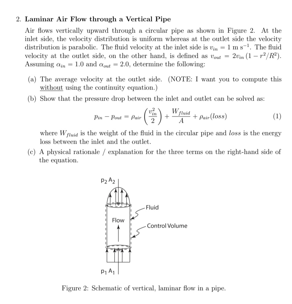 Solved Laminar Air Flow through a Vertical PipeAir flows | Chegg.com