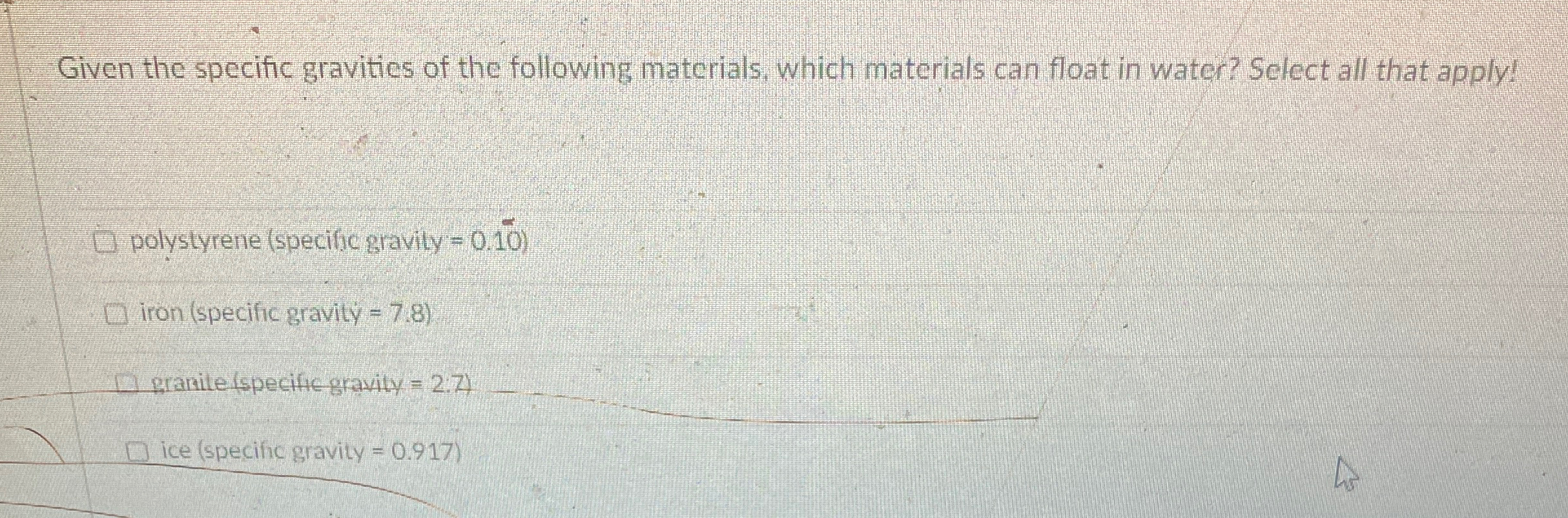 Solved Given the specific gravities of the following | Chegg.com