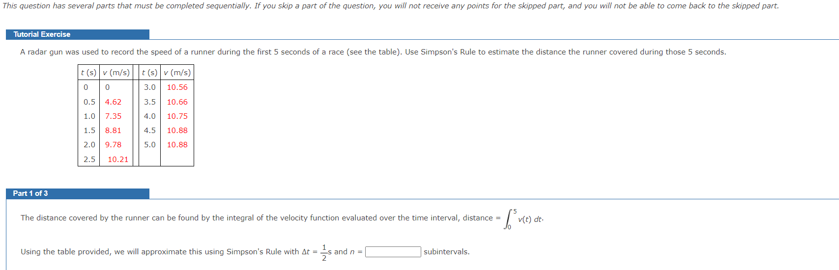 Solved Tutorial Exercise\table[[t(s),v(ms),t(s),v(ms) | Chegg.com