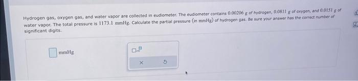 Solved Hydrogen gas, oxygen gas, and water vapor are | Chegg.com