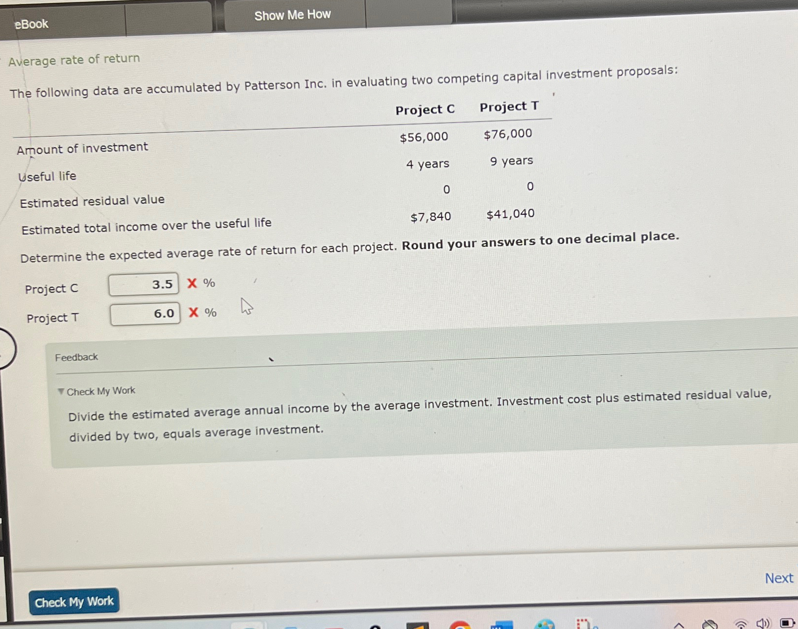 Average rate of returnThe following data are | Chegg.com