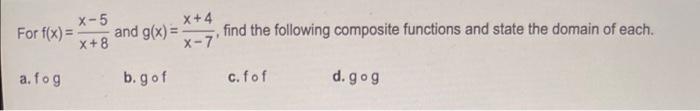 Solved Find (fog)(x) and its domainFind (gof) (x) and its | Chegg.com