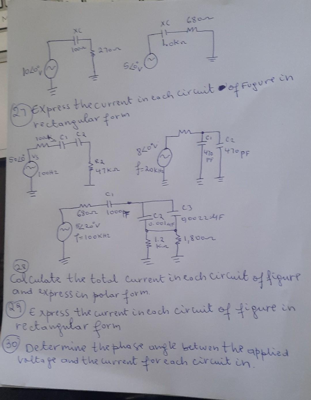Solved rectangular form 28 Cal Culate the total current in | Chegg.com