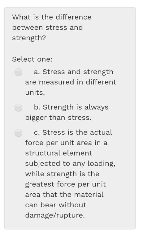 Solved What is the difference between stress and strength? | Chegg.com