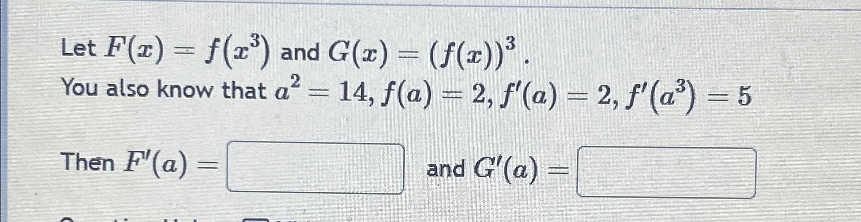 Solved Let F(x)=f(x3) ﻿and G(x)=(f(x))3.You also know that | Chegg.com