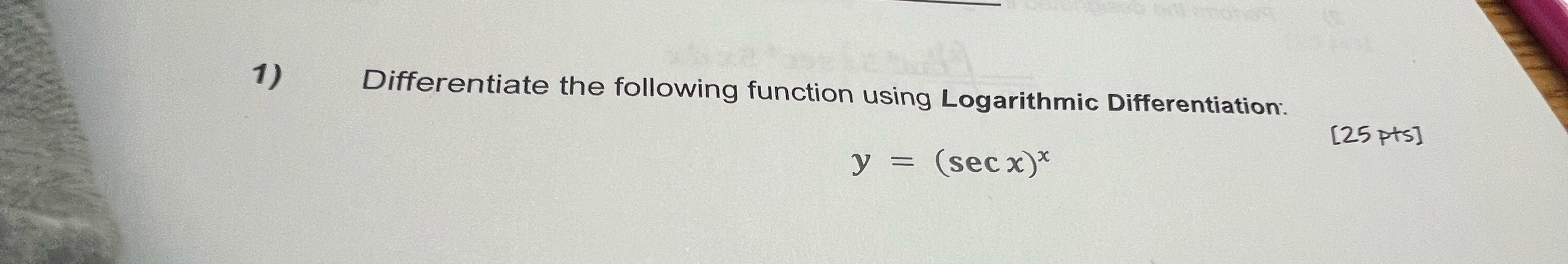 Solved Differentiate the following function using | Chegg.com