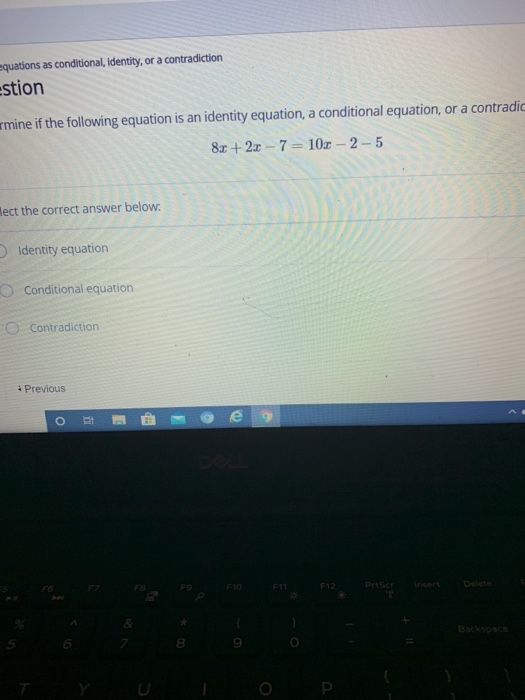 Solved equations as conditional identity, or a contradiction | Chegg.com