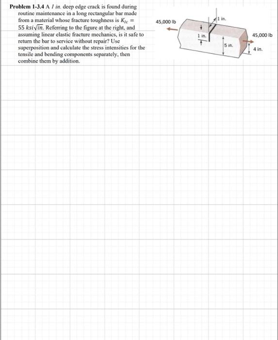 Solved Problem 1-3.4 A / in. deep edge crack is found during | Chegg.com