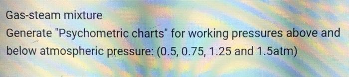 Solved Gas-steam mixture Generate "Psychometric charts" for | Chegg.com