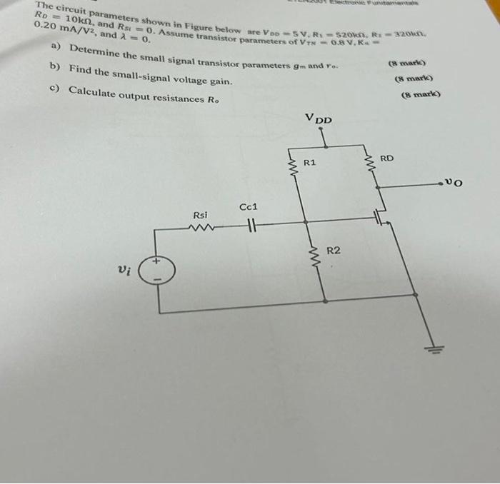 Solved The circuit parameters shown in Figure below are | Chegg.com